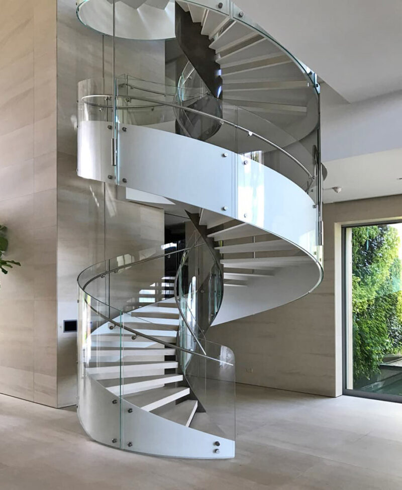 Curved Glass stairs by Marretti, Italian design